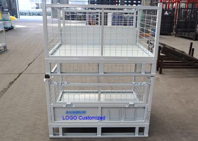 China De zelfsluitende Stijve Stellage van Draadmesh pallet cage storage boxes Te koop