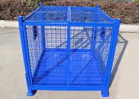 China Lockable Wire Mesh Pallet Cage 1500kg Capacity 4 Way Forklift Access for sale
