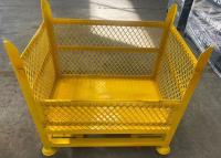 China Rigid Mesh Stackable Steel Stillage Cage Pallet with Wheels 1200x1000mm for sale