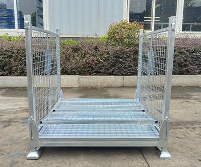 Cina Welded Metal Stillage Pallet Cage With Mesh Sides And Sheet Steel Base in vendita