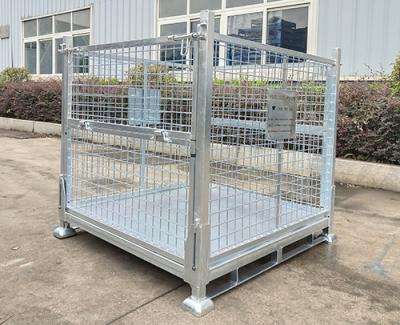 China Welded Metal Stillage Pallet Cage With Mesh Sides And Sheet Steel Base for sale