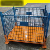 China Jiangze 2-4 Layer Blue Wire Mesh Pallet Cage 500-1000kg Foldable Stackable Move for sale