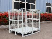 China Blue Wire Mesh Pallet Cage 500-1000kg Capacity Foldable Stackable Storage for sale