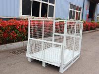 China Blue Wire Mesh Pallet Cage 500-1000kg Capacity Foldable Stackable Storage for sale