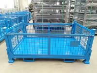 China Customized Collapsible Pallet Cage 50mm Mesh Padlock Locking System Steel Stackable Stillage for sale