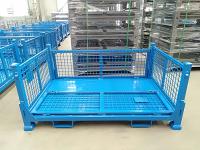 China Customized Collapsible Pallet Cage 50mm Mesh Padlock Locking System Steel Stackable Stillage for sale