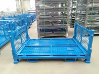 China Customized Collapsible Pallet Cage 50mm Mesh Padlock Locking System Steel Stackable Stillage for sale