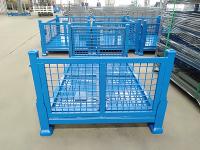 China Customized Collapsible Pallet Cage 50mm Mesh Padlock Locking System Steel Stackable Stillage for sale
