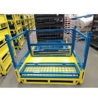 China Heavy Duty Wire Mesh Pallet Cage Collapsible Stackable Storage Container 500-1000kg Custom Size for sale