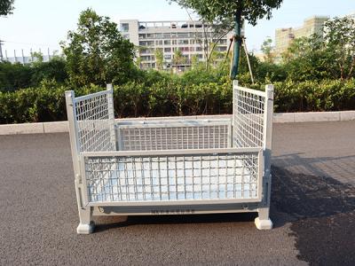 Cina 1000 kg di rete di filo bianco pieghevole pallet gabbia magazzino stillages carrello con ruote in vendita