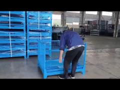 2-4 Layers and Blue Wire Mesh Pallet Cage with Move Structure