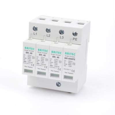 Chine T2 du dispositif 3P+1 de protecteur de montée subite de tonnerre de parafoudre 40kA à vendre