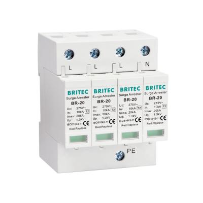 CE 20kA 4P Din Rail Class C Surge Protection Device Surge Arrester