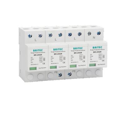 China BR-25GR 4P Class I type 1 Surge Surge Arrestor SPD Thunder Protector spark gap spd type1 4p surge protector for sale