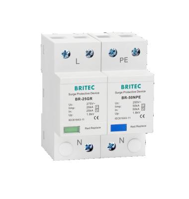 China BR-25GR 4P Class I type 1 Surge Surge Arrestor SPD Thunder Protector spark gap spd type1 4p surge protector for sale