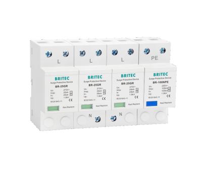 China BR-25GR 4P Class I type 1 Surge Surge Arrestor SPD Thunder Protector spark gap spd type1 4p surge protector for sale