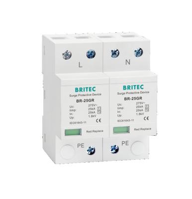 China BR-25GR 4P Class I type 1 Surge Surge Arrestor SPD Thunder Protector spark gap spd type1 4p surge protector for sale