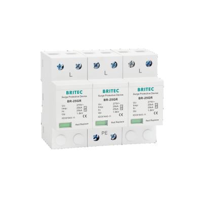 China BR-25GR 3+1 25kA Type 1 Surge Protection Device surge Arrester Spd  Lightning arrester tuv ac surge spark aresster for sale