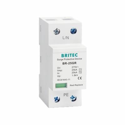 China 25kA Class I Type1 Surge Protection Device Lightning Protector Uc 150V 275V 320V T1 for sale