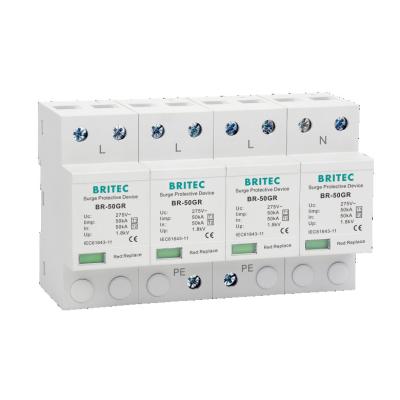 中国 BRITEC BR-50GR 275 2P ACタイプ1 SPDは回線保護装置電光保護防止装置T1 SPDを波立たせる 販売のため