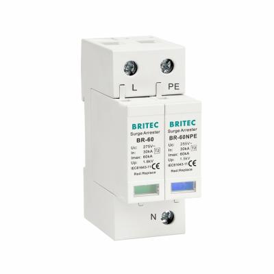중국 BR-60 1+1 제 2형 초상압 보호 장치 번개 보호 장치 60KA C급 판매용