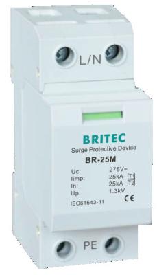 China BR-25M 3P+1NPE 25kA T1+T2 varistor surge arrester B+C Low Voltage 3 Phase AC Spd Lightning Protector for sale