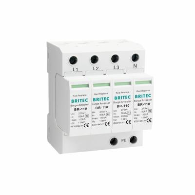 China BR-110 4P OEM Type 2 Surge Protector 275v surge protection device SPD varistor arrester  4-pole surge arrester for sale