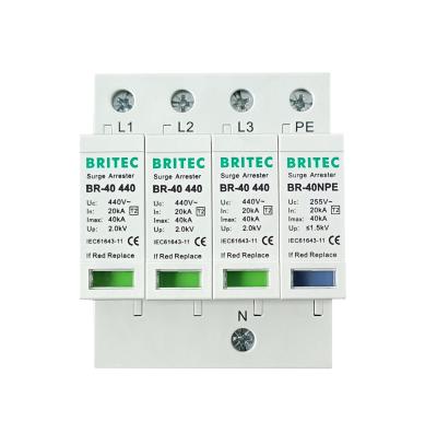 중국 BR-40 440 3+1P 제 2형 초상압 보호 장치 전력 보호 차단기 번개 보호기 판매용