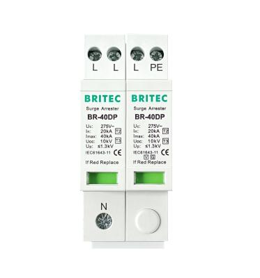 China BRITEC BR-40DP 275 3+1P Type 2 Surge Protection china surge arrester factory ac lightning arrester for sale