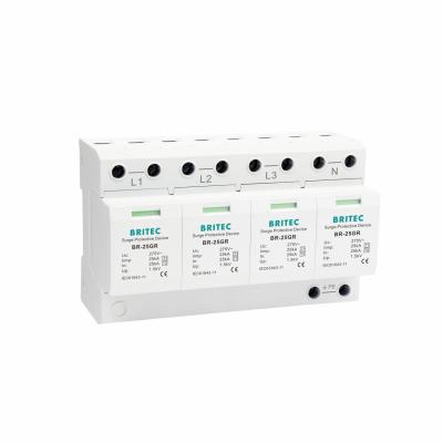 China BR-25GR 4P 25kA 100kA Britec Surge Protective Device Type 1 3 Phase Spd Spark Gap Surge Protection Device class 1 surge arrester for sale