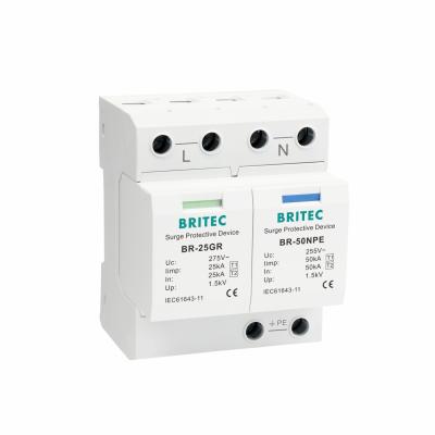 中国 BR-25GR 2P 型 1 オーバージェス保護装置 50KA 単相 SPD スパークギャップ spd tuv ac オーバージェス・アレスター 販売のため