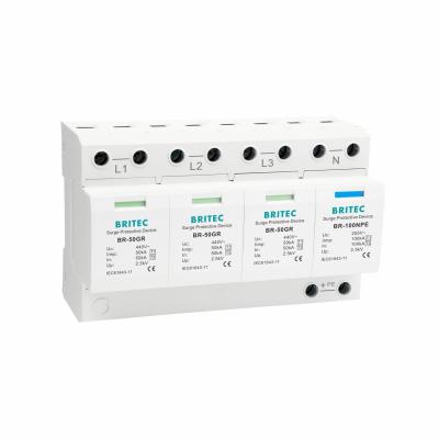 China BR-50GR 440 3+1 440V Surge Protective Device Type 1 2 Protection Electrical Surge Protection Solutions three phase surge protection device type 1 spd for sale