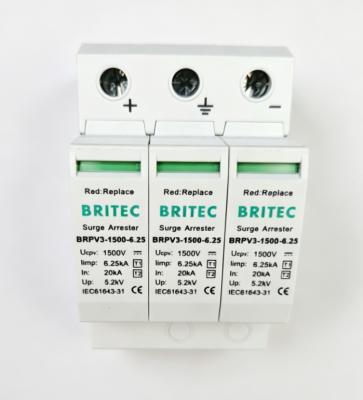 China BRPV3-1500-6.25  dc spd surge protection device solar dc spd dc spd 1500v 3 pole spd dc 500v t1 t2 for sale