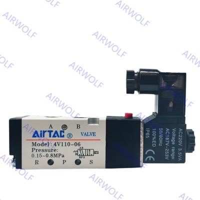 Cina Valvole a solenoide elettriche in lega di alluminio AIRTAC serie 4V100 a 5/2 vie, 5/3 vie M5 1/8 con pressione di esercizio 0,15~0,8 MPa e intervallo di temperatura di lavoro -20~+70°C in vendita