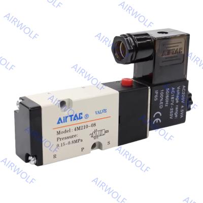 Cina AIRTAC Lega di alluminio 4M Serie 5/2 via Valvole solenoide elettriche 1/8" 1/4" 3/8" con 0.15 ~ 0.8MPa pressione di funzionamento e -20 ~ + 70 °C gamma di temperatura di lavoro in vendita