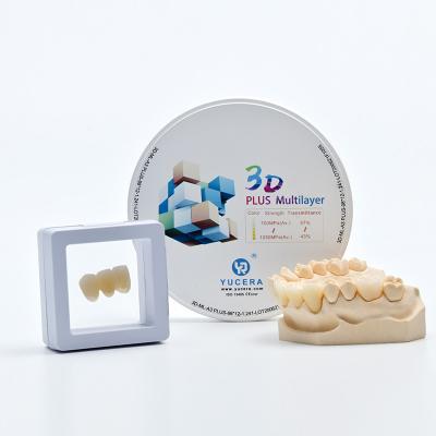 China Yucera 3D Plus Multilayer Ceramic Zirconia Block 43% - 57% Translucent For CAD CAM System for sale