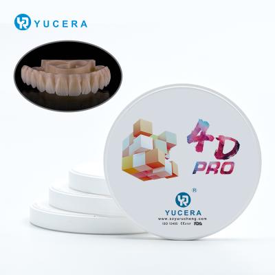 China Yucera Zirconia Dental 4D Pro  Zirconia Block Disc Crown and Bridge CADCAM for Dental Lab for sale
