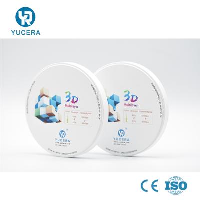 China 3D Plus Multilayer 43% -57% 6 Layers 3D Multi-layer Zirconia Dental Block / Zirconia Blank Disc for CAD CAM Opening System for sale