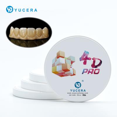 China Yucera Cad Cam 4D Pro Multilayer Super Zir 98 Open System Crown Dental Laboratory Dental Zirconia Block for sale