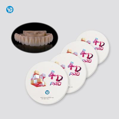 China YR 98mm Zirconia Blocks Shade 4D Pro Artificial Teeth Dentures for Dental Milling & Sintering for sale
