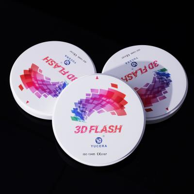 China Yucera Premium Dental Zirconia Block with 700-1050MPa Bending Strength and 57%-46% Transmittance in 16 Color+Bleach Options for sale