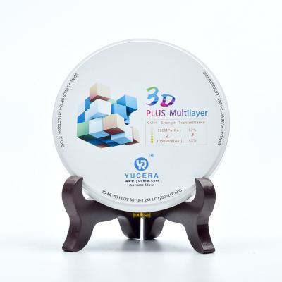 China 3D plus Multilayer Zirconia Block 1200HV Self colored CAD CAM Zirconia Blocks for sale