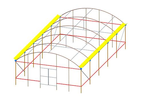 Close-up of greenhouse frame and connection details