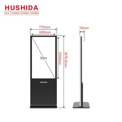 Cina Contrassegno Pavimento-stante commerciale di HUSHIDA 55inch Digital, chiosco LCD di vendita di Digital di pubblicità HD dell'esposizione completa di 1080p in vendita