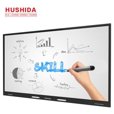中国 HUSHIDAは65インチの容量性タッチ画面4mm理性的なクラスのためのガラス相互whiteboardを和らげた 販売のため