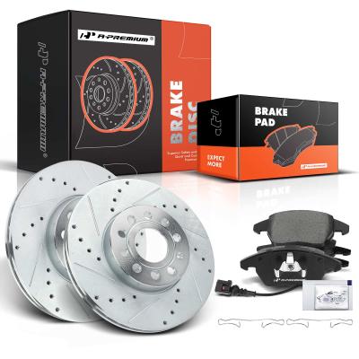 China Front Drilled Rotors & Ceramic Brake Pads for VW Jetta 05-18 Beetle Golf Audi A3 for sale