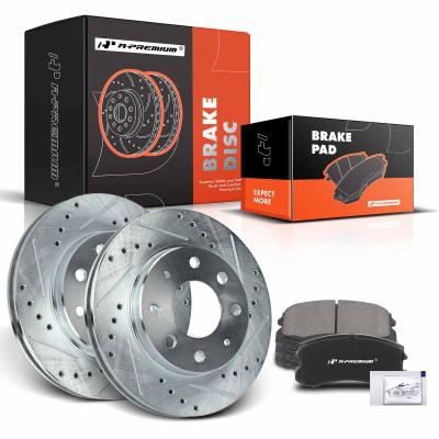 China Front Drilled Rotors & Ceramic Brake Pads for Mitsubishi Lancer 2002-2007 for sale