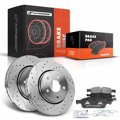 China Front Drilled Rotors & Ceramic Brake Pads for Dodge Durango Jeep Grand Cherokee for sale