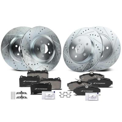 China Front & Rear Drilled Rotors & Ceramic Brake Pads for Ford Mustang 2007-2011 for sale