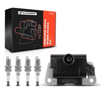 China 1x Black Ignition Coil & 4x IRIDIUM Spark Plug Kits for Nissan Sentra Frontier for sale